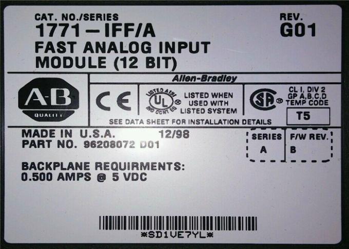 ALLEN BRADLEY 1771-IFF/A Fast Analog Input Module REV. J01 1771IFF
